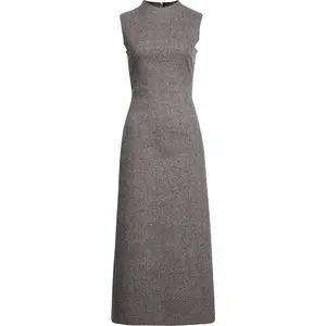 MAISON MARGIELA Wool Herringbone Midi Dress - Grey