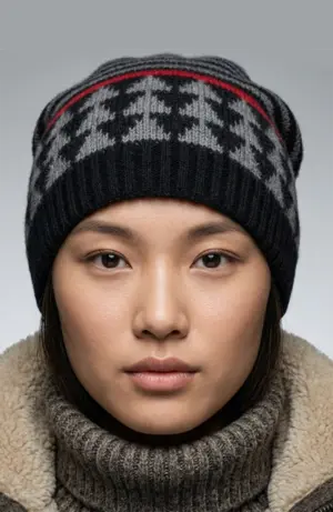 Portolano Cashmere Hat In Nordic Design Black Combo