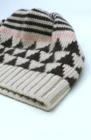 Portolano Cashmere Hat In Nordic Design - Ivory Combo