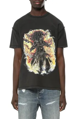 PURPLE BRAND Textured Inside Out Graphic T-shirt - Black
