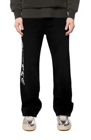 PURPLE BRAND Graphic Fleece Sweatpants - Black