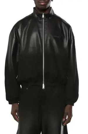 PURPLE BRAND Leather Track Jacket - Black