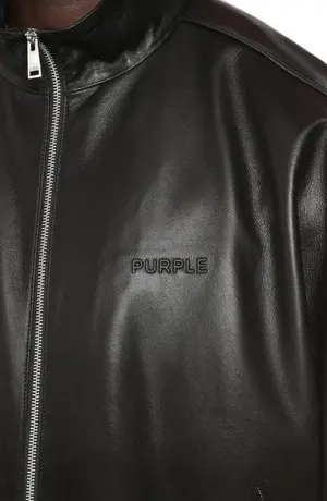 PURPLE BRAND Leather Track Jacket