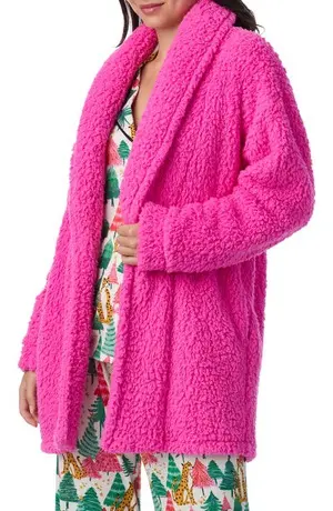 ROOM SERVICE High Pile Fleece Robe - Fuchsia