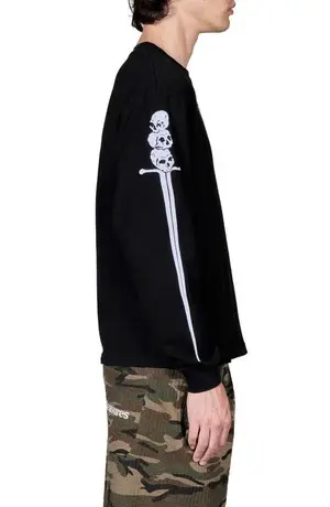 PLEASURES Luster Heavyweight Long Sleeve Graphic T-shirt - Black