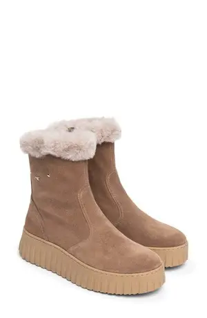 NEROGIARDINI Faux Fur High Top Sneaker Mocha