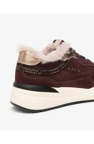 NEROGIARDINI Faux Fur Platform Sneaker - Bordeaux