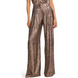 Ramy Brook Oscar Pleated Wide Leg Pants - Metallic Python