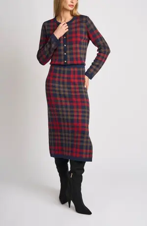 Ted Baker London Addison Plaid Jacquard Midi Skirt