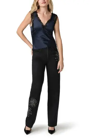 Paige Marin Lace Trim Satin Top