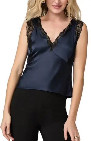 Paige Marin Lace Trim Satin Top