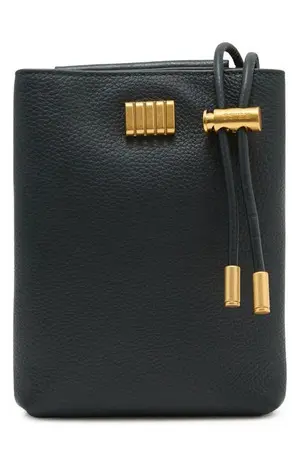 REISS Solene Leather Phone Crossbody Bag - Navy