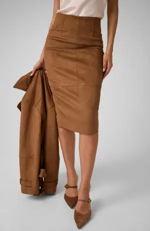 MARCIANO Layla Faux Suede Midi Skirt - G1fp-open