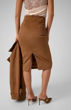 MARCIANO Layla Faux Suede Midi Skirt - G1fp-open