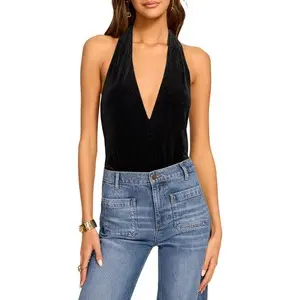Ramy Brook Zia Plunge Neck Halter Bodysuit