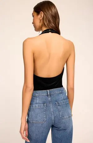 Ramy Brook Zia Plunge Neck Halter Bodysuit
