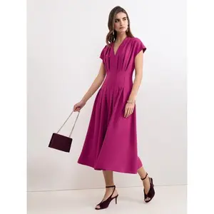 PHASE EIGHT Hanna Pleated Dress - Fuchsia