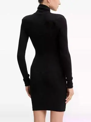 LA MANIA Ribbed-knit Roll-neck Mini Dress