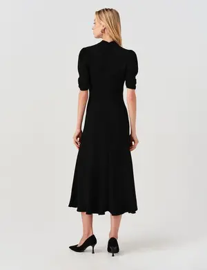 GHOST LONDON Mia Crepe Midi Tea Dress - Black