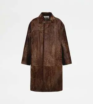TOD'S Coat In Pony Effect Leather