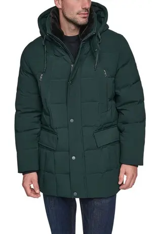 Andrew Marc Down & Feather Fill Parka With Faux Fur Trim Hood - Evergreen