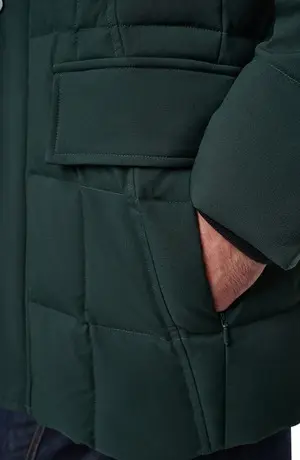 Andrew Marc Down & Feather Fill Parka With Faux Fur Trim Hood - Evergreen