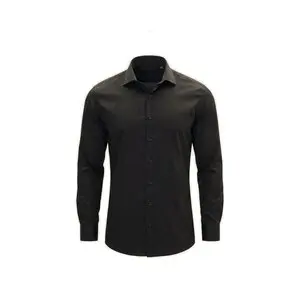 RON TOMSON Non-iron Pure Cotton Spread Collar Dress Shirt - Black