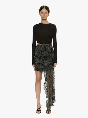 Christopher Esber Verve Twisted Tee Lace Long Sleeve Dress