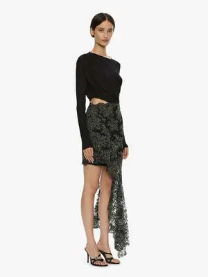 Christopher Esber Verve Twisted Tee Lace Long Sleeve Dress