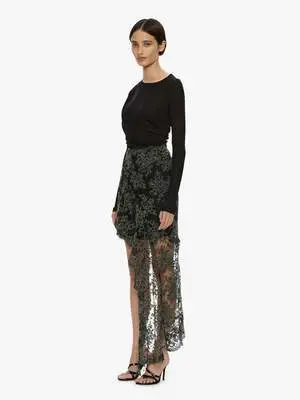Christopher Esber Verve Twisted Tee Lace Long Sleeve Dress