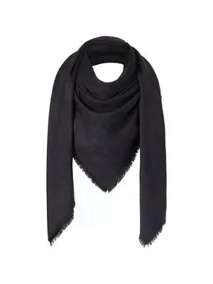 Fendi Ff-logo Frayed Shawl - Black