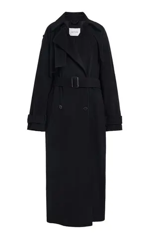 AUTER Belted Wool-cashmere Trench Coat - Black