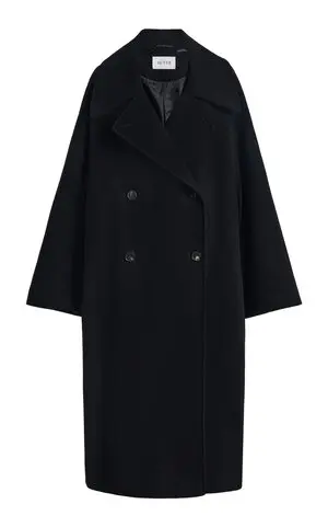 AUTER Double-breasted Wool-blend Peacoat - Black