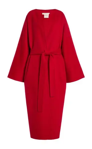 AUTER Collarless Wool-cashmere Coat