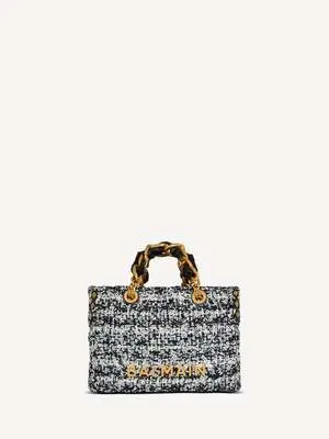 Balmain Small 1945 Soft Tweed Tote Bag - Black