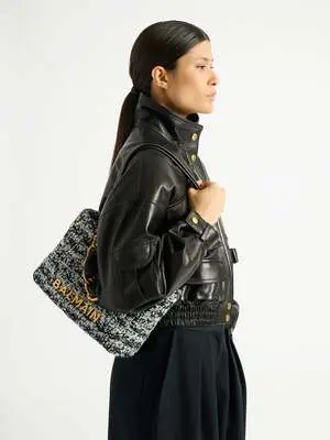 Balmain Small 1945 Soft Tweed Tote Bag