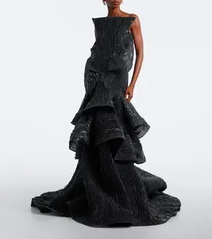 Maticevski Friesian Tiered Cloqué Bustier Gown