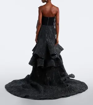 Maticevski Friesian Tiered Cloqué Bustier Gown