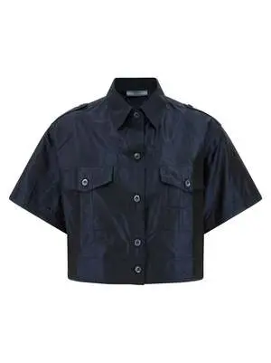 Prada Cropped Taffeta Shirt - Blue