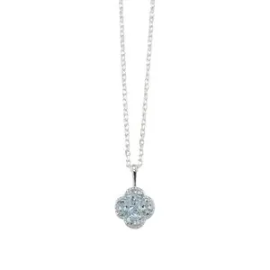 VON TRESKOW Sky Blue Topaz Clover Belcher Necklace - Silver