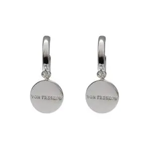 VON TRESKOW Huggie Hoop Earrings With Vt Plate - Silver