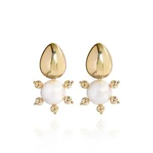 SAULE LABEL Gold / Pink Tulia Glam Earrings In Ashen Rose - Gold/pink