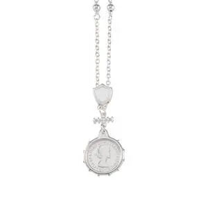 VON TRESKOW Shield & Threepence Cable Chain Necklace - Silver