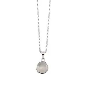 VON TRESKOW Fine Box Necklace With Round Moonstone - Silver