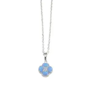 VON TRESKOW Czelline Opal Clover Belcher Necklace - Silver