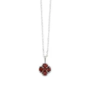 VON TRESKOW Garnet Clover Belcher Necklace - Silver