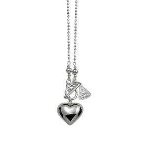 VON TRESKOW Ball Chain Puffy Heart Necklace - Silver