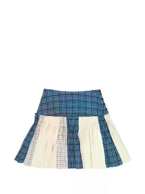 STORY MFG. Check Pleated Mini Skirt - Blue