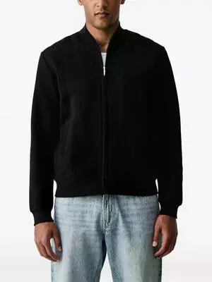 Karl Lagerfeld Monogram-jacquard Zip-up Sweater - Black