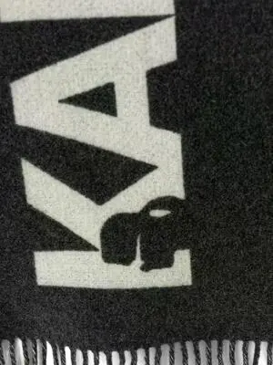 Karl Lagerfeld Logo-intarsia Fringed Scarf - Grey